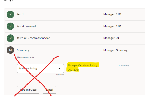 Redwood Performance Document Hide Manager Rating And Enable Calculated Rating In Goal Section