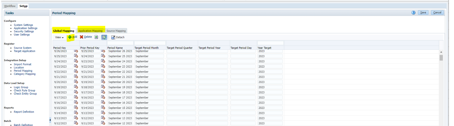 Is there a way to add periods in DM using import file? For Both Global/Application mapping ...