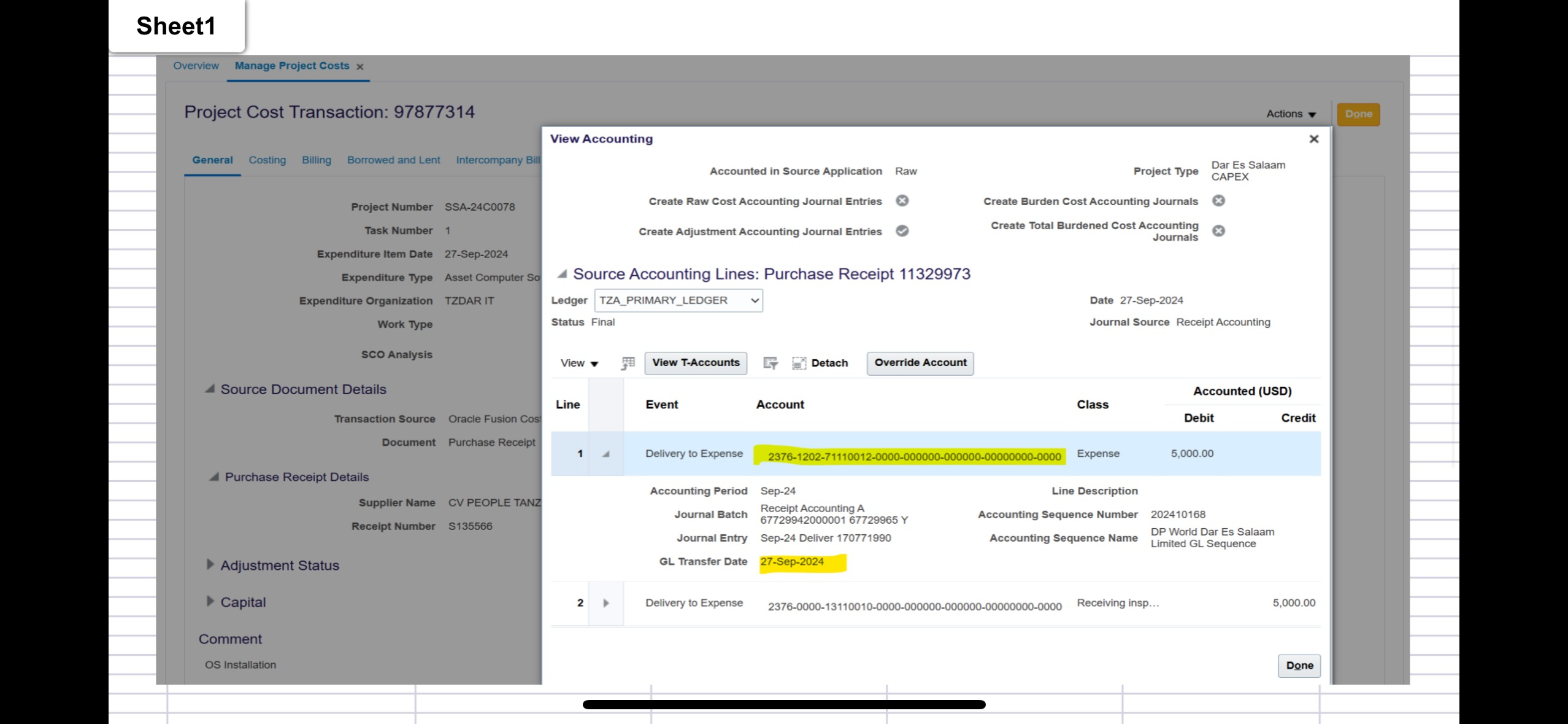 what are the tables where i can find project and its accouting details ...