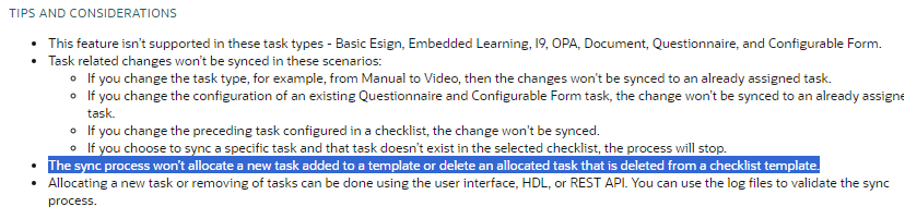 How to add a newly configured task to the already allocated checklists ...