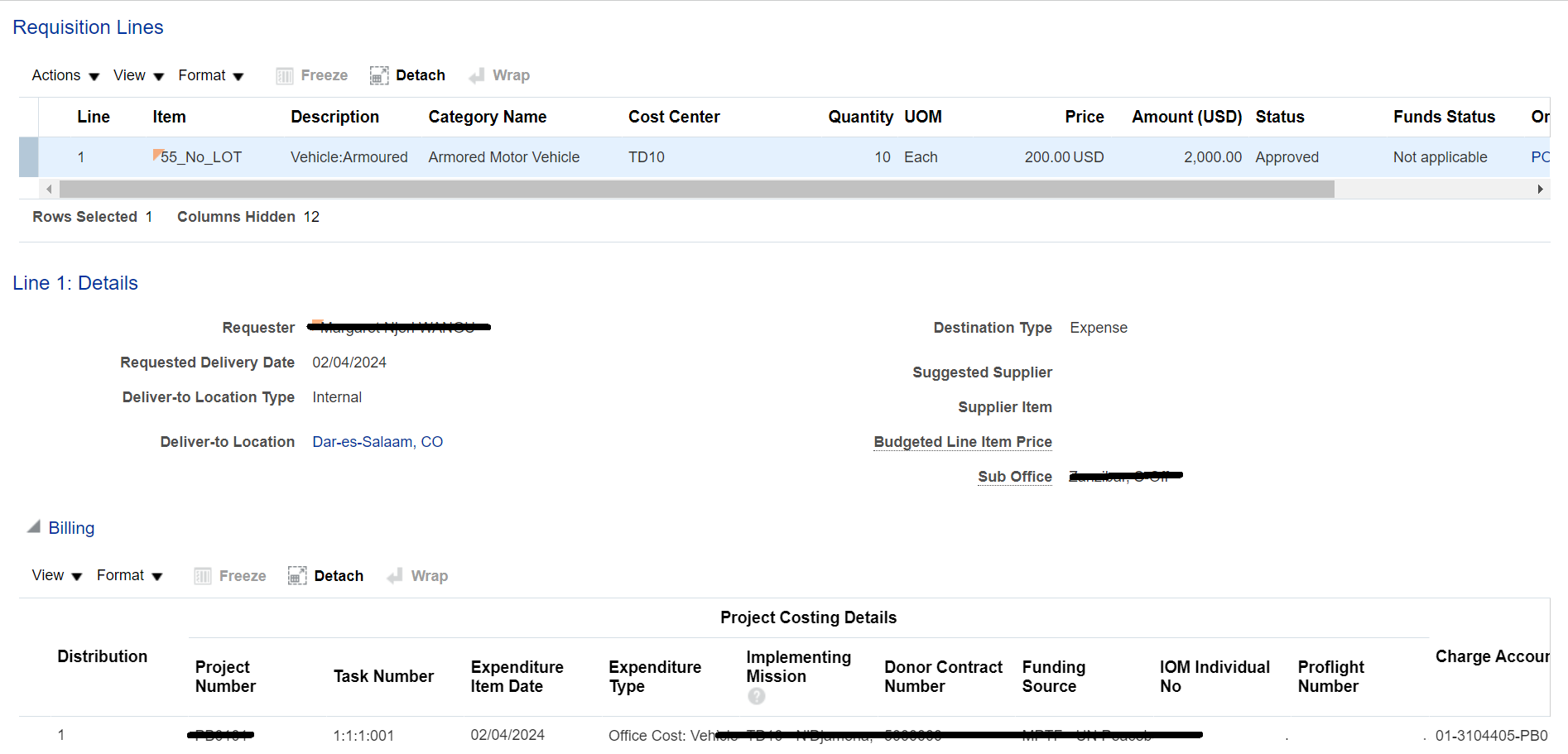 Unable to view all the line level details of a PR in RSSP — Cloud Customer Connect