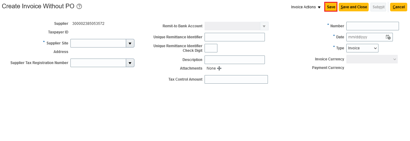 Supplier Portal How To Hide Save Button From Invoice Creation Page