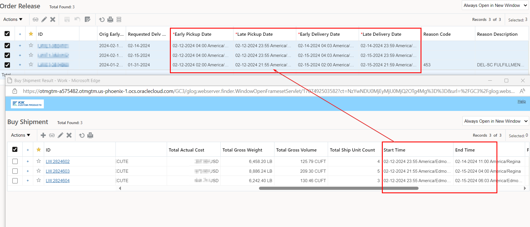 shipment planning with late pickup date instead of early pickup date ...