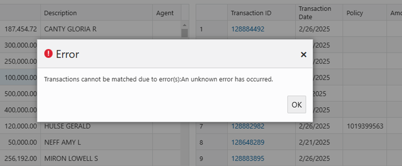 ARCS Unmatched Transaction UI interface throwing error — Cloud Customer Connect