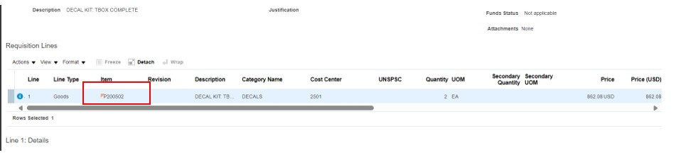 Item Number Not Showing In The Requisition Details From My Requisitions Page In Responsive Ssp