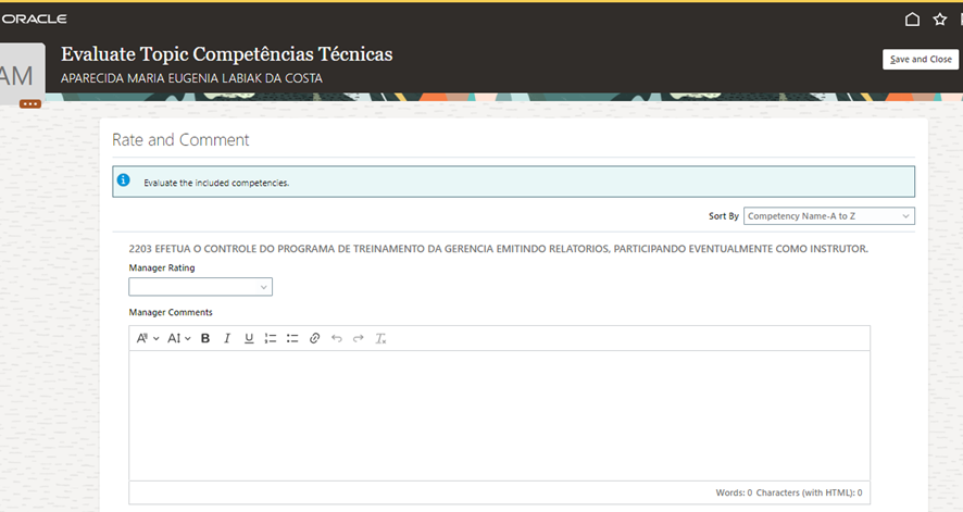 Bring the result of a query into OTBI to be used in performance document field using Page ...