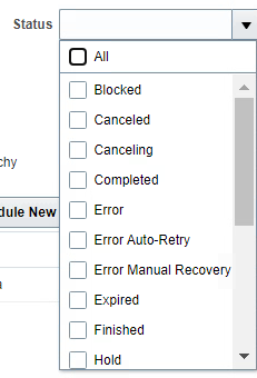 What are the possible statuses returned by an ESS Job in REST API — Cloud Customer Connect