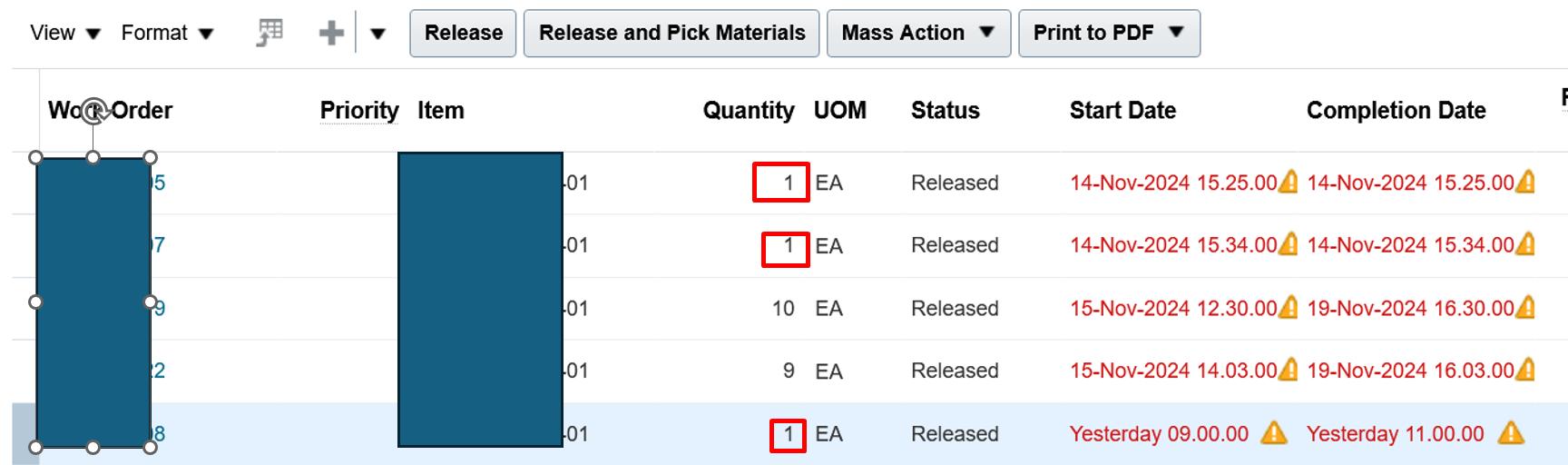 Non Standard Work orders are not considered as Supply in Attribute ...