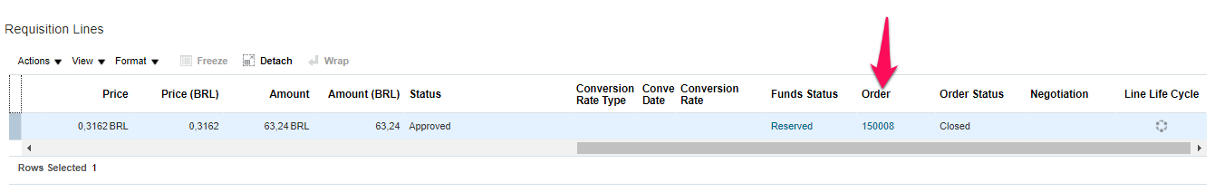 What is the name of the table that stores the internal order number ...