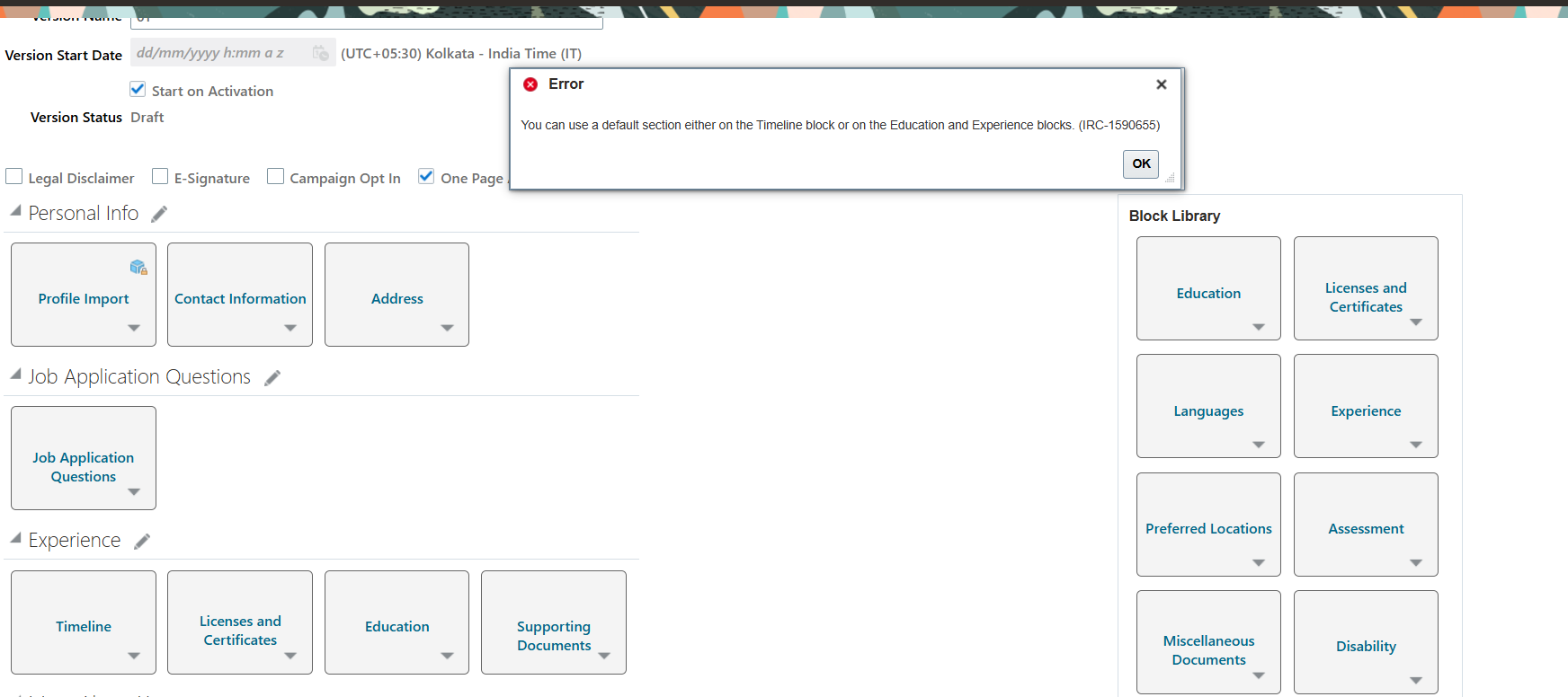 You can use a default section either on the Timeline block or on the ...