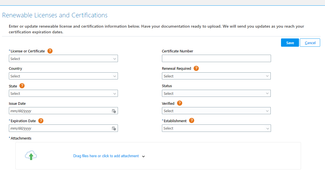 How to remove/hide in Licenses and Certifications the 'Establishment ...