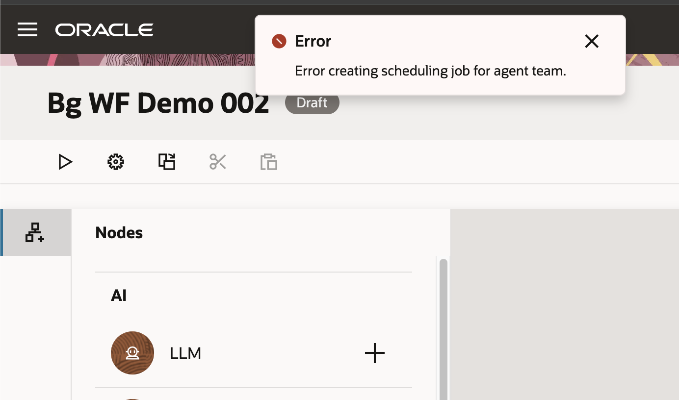 Unable to publish a Workflow Agent type in 26A when using a scheduler ...