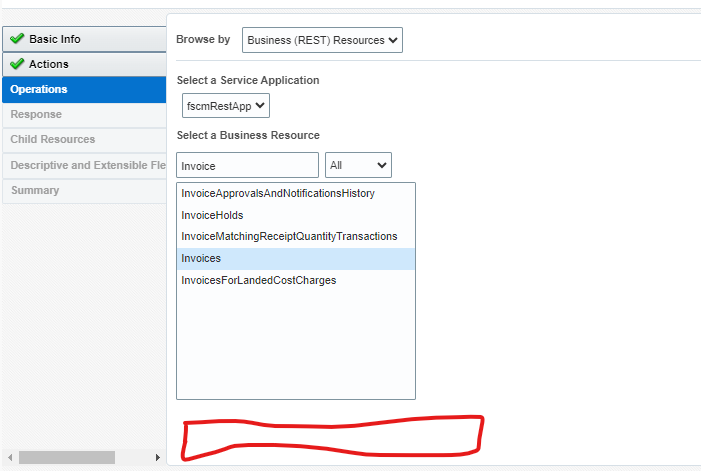 Select Operation Did Not Appear When User The Business Rest Service Using Erp Cloud Connection