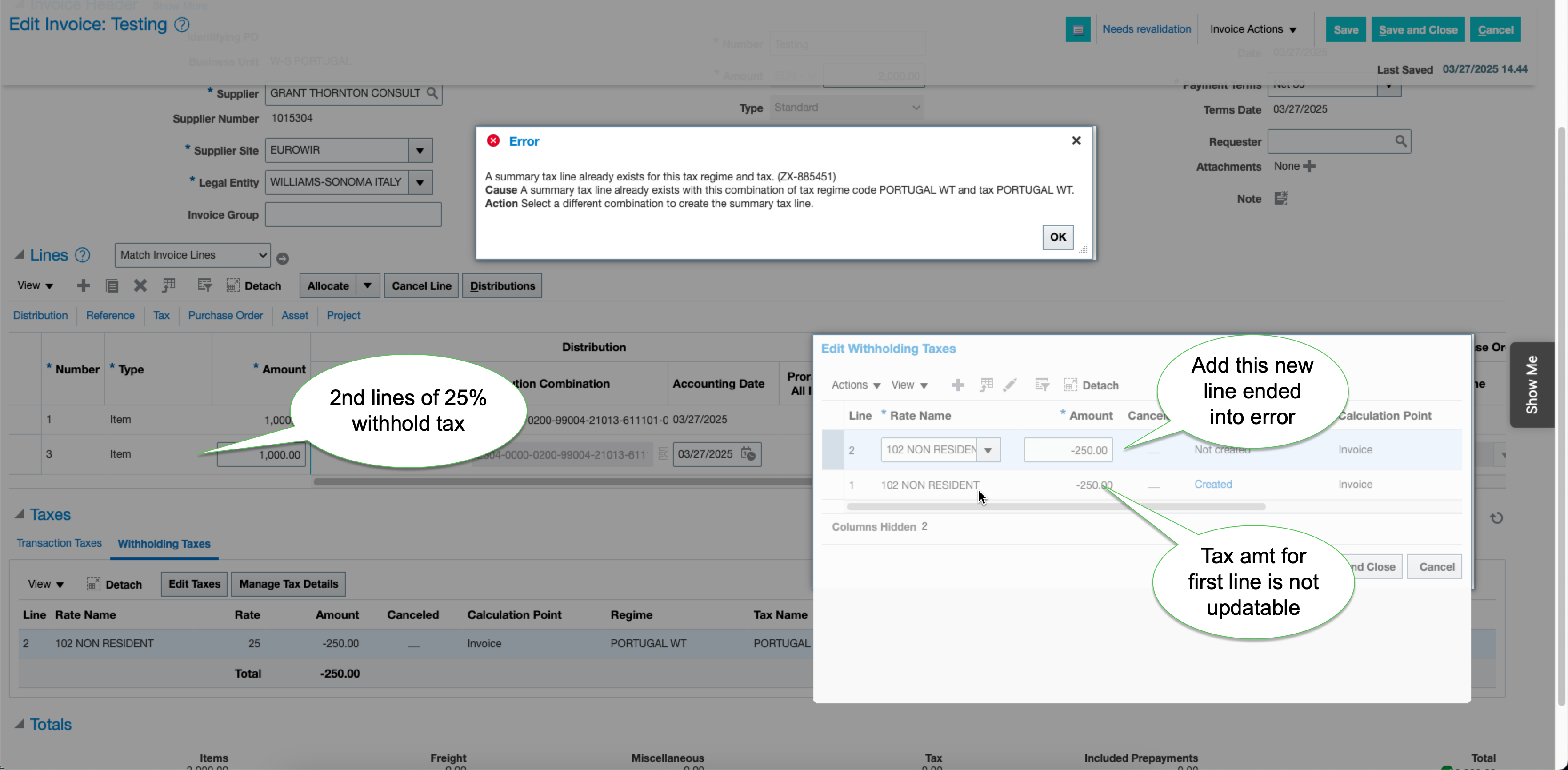 How to handle withholding tax line on AP invoice — Cloud Customer Connect