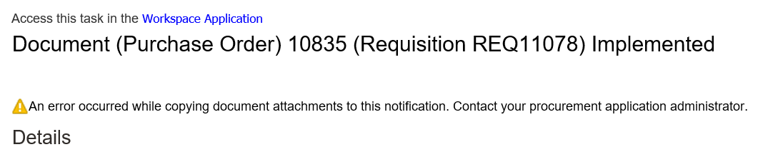 Bpm Po Implementation Email Error Occurred While Copying Document Attachments To This