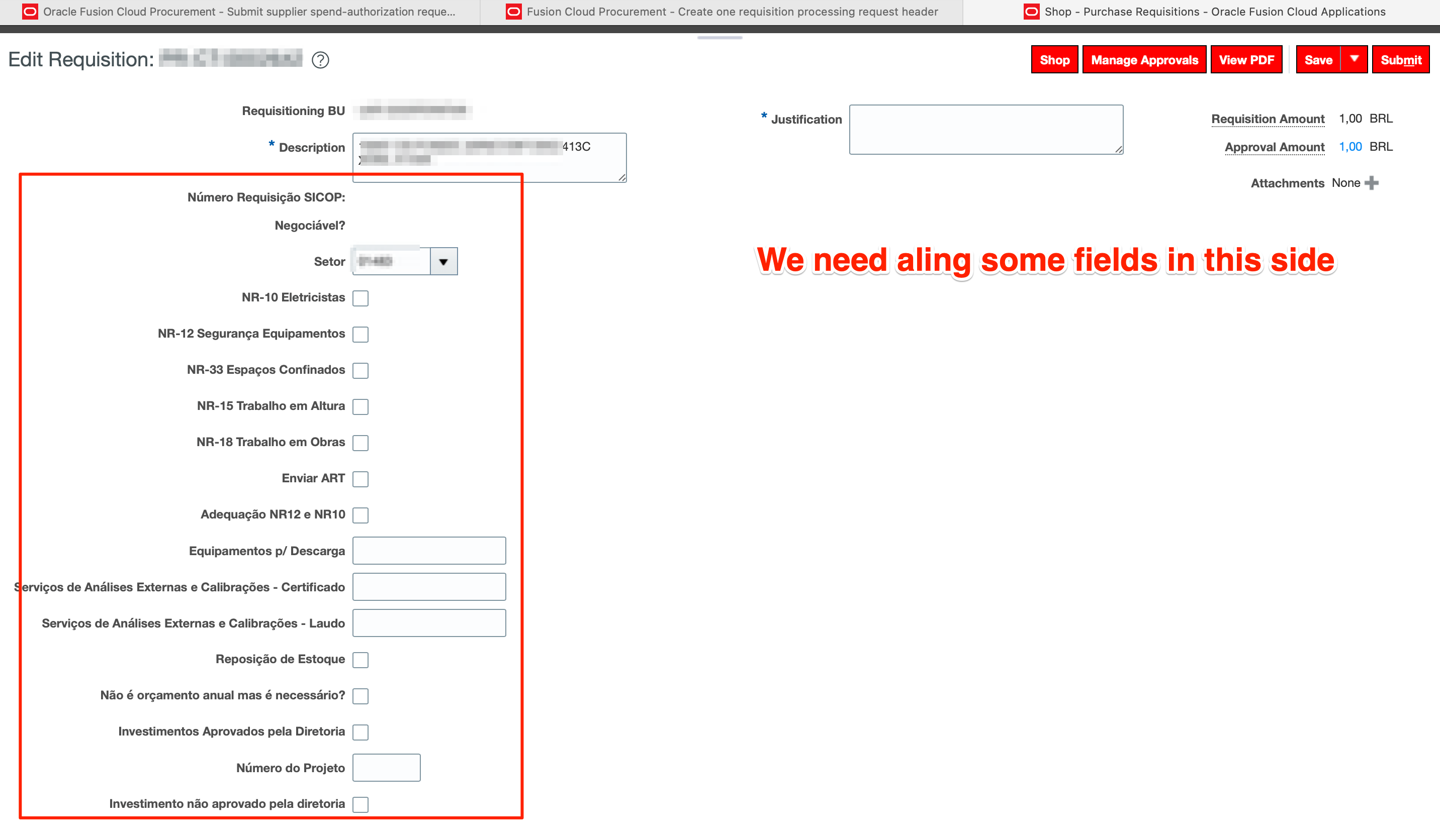 How To Align Descriptive Flexfield Fields In The Requisition Header — Cloud Customer Connect