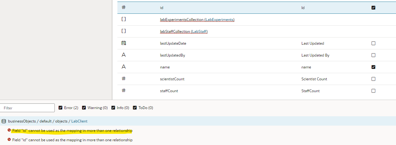 Field "id" cannot be used as the mapping in more than one relationship — Cloud Customer Connect