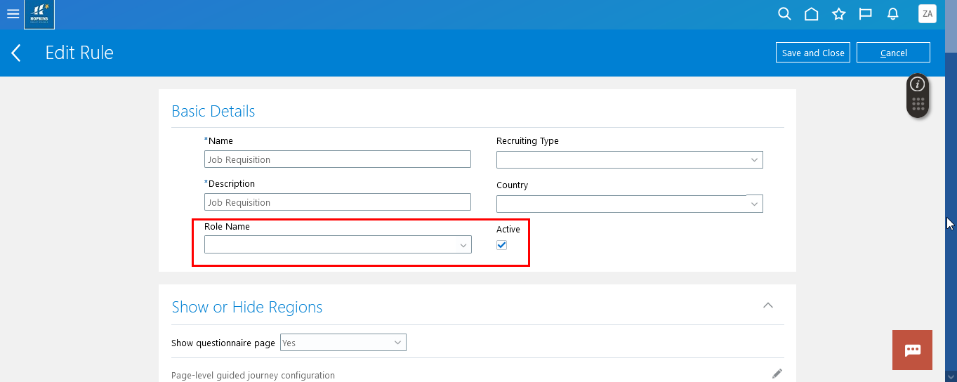 Unable to Add Role name in Create Job Requisition Design Studio Rule. — Cloud Customer Connect