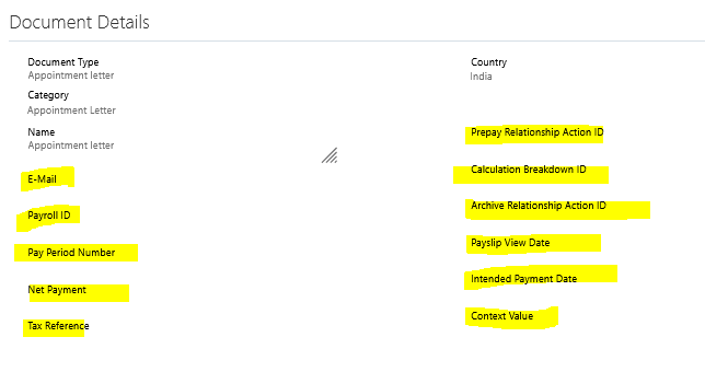 Document of Records - additional fields are visible which does not exists on document type setup ...
