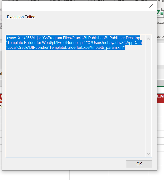 How to solve java error in the excel template while working on BI ...