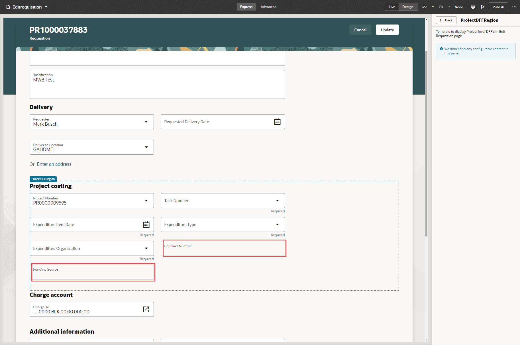 How To Hide Project Dffs In Responsive Self Service Procurement — Cloud Customer Connect