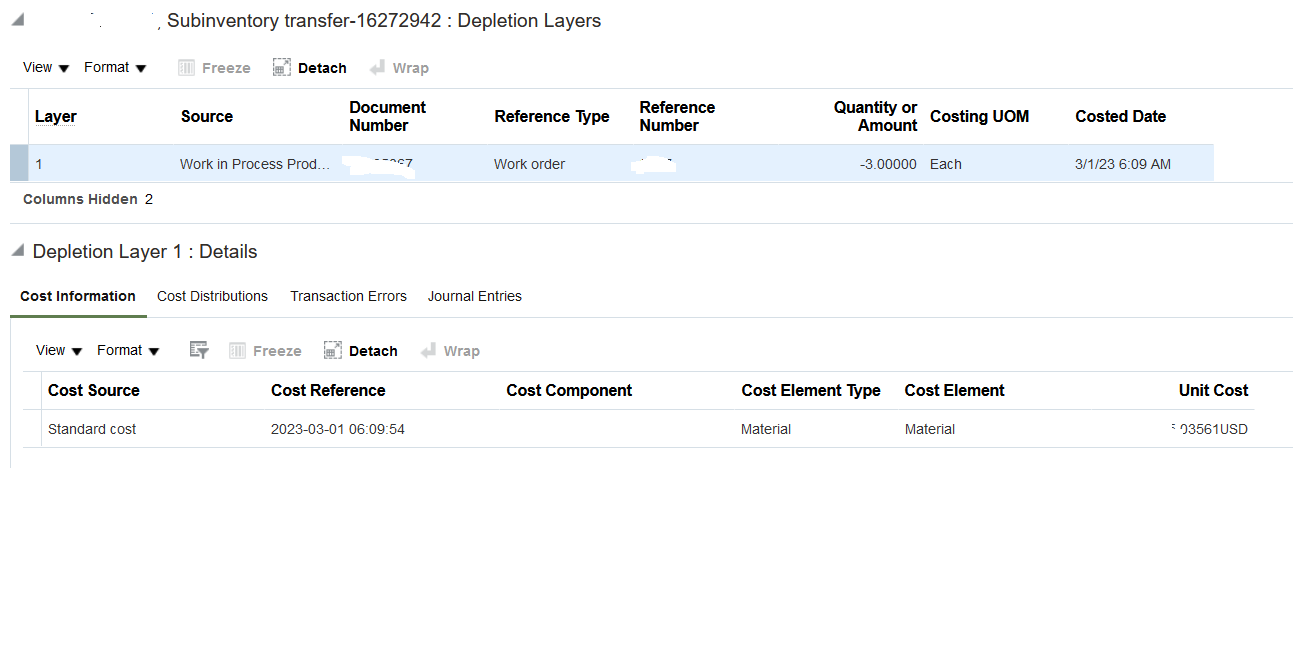 Why depletion and Receipt layers are shown for Standard costed items ...