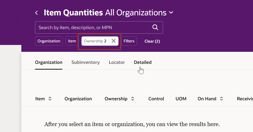 Prefilters For Inventory Redwood Ui — Cloud Customer Connect