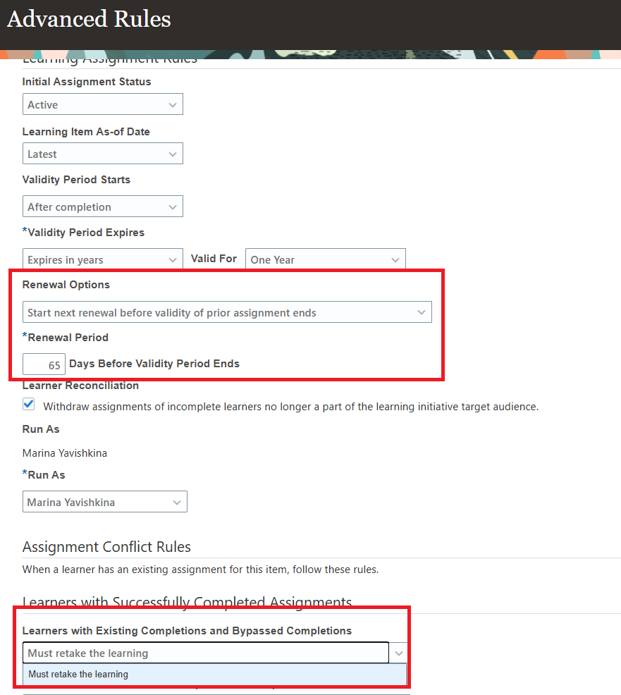 Assignment Conflict Rules for recurring Initiative does not exclude learners with completed ...