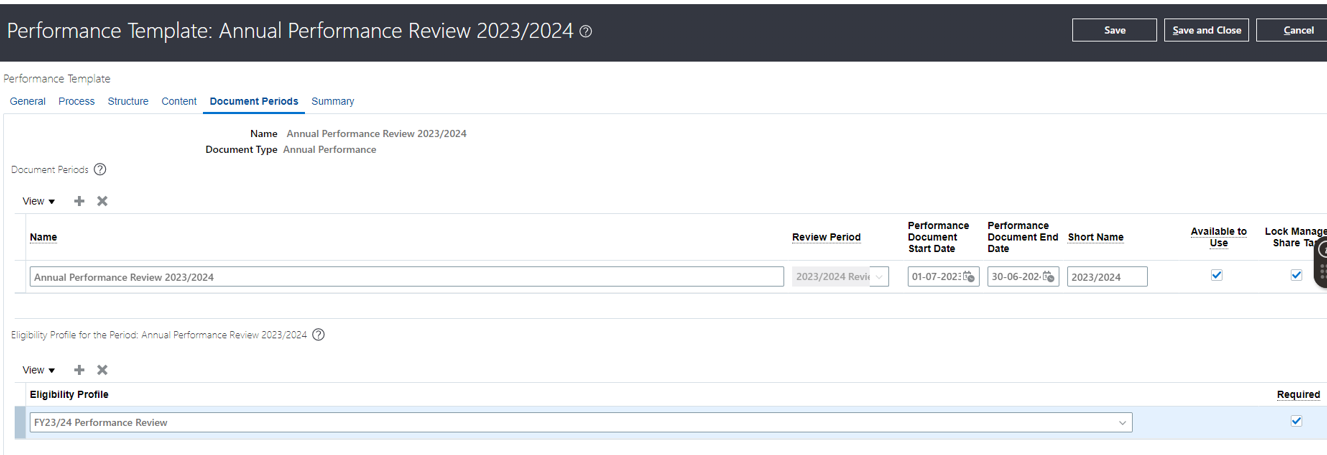 Performance Document Eligibility Profile Issue — Cloud Customer Connect