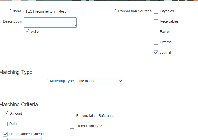 Cash Mgmt Auto Reconciliation by journal line description matching rule ...