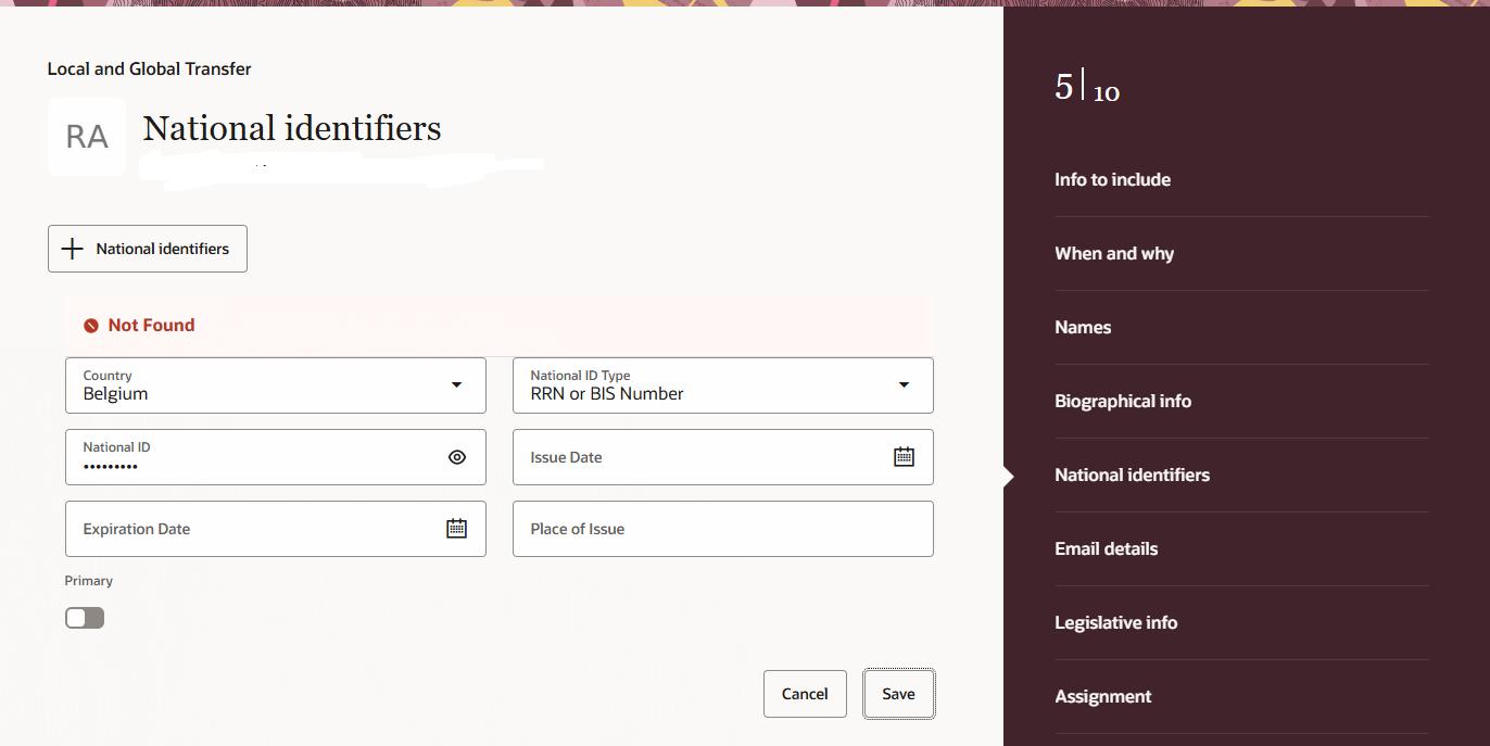 Unable to Add National ID in National Identifier Section During Local ...