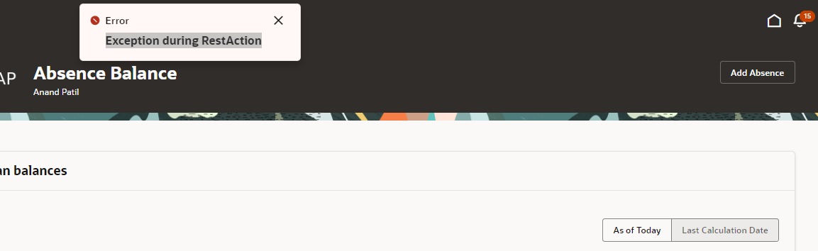 Error Exception During Restaction While Employee Tried To Access The