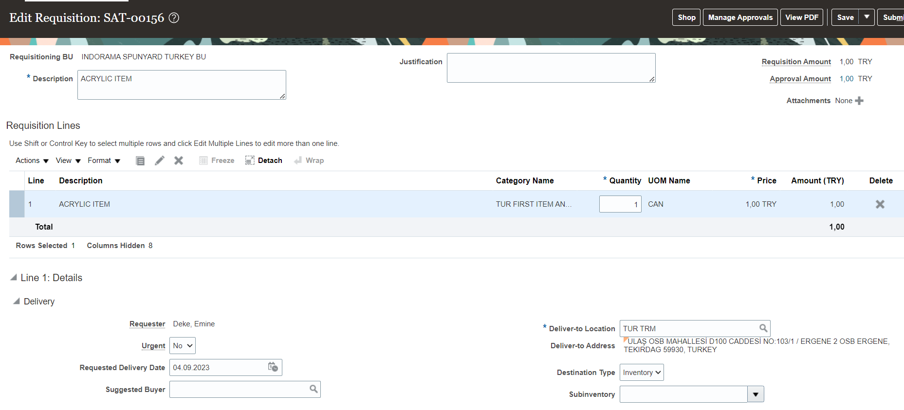 Requisition Descriptive Flexfield Is Not Shown In Requisition Header Part — Cloud Customer Connect