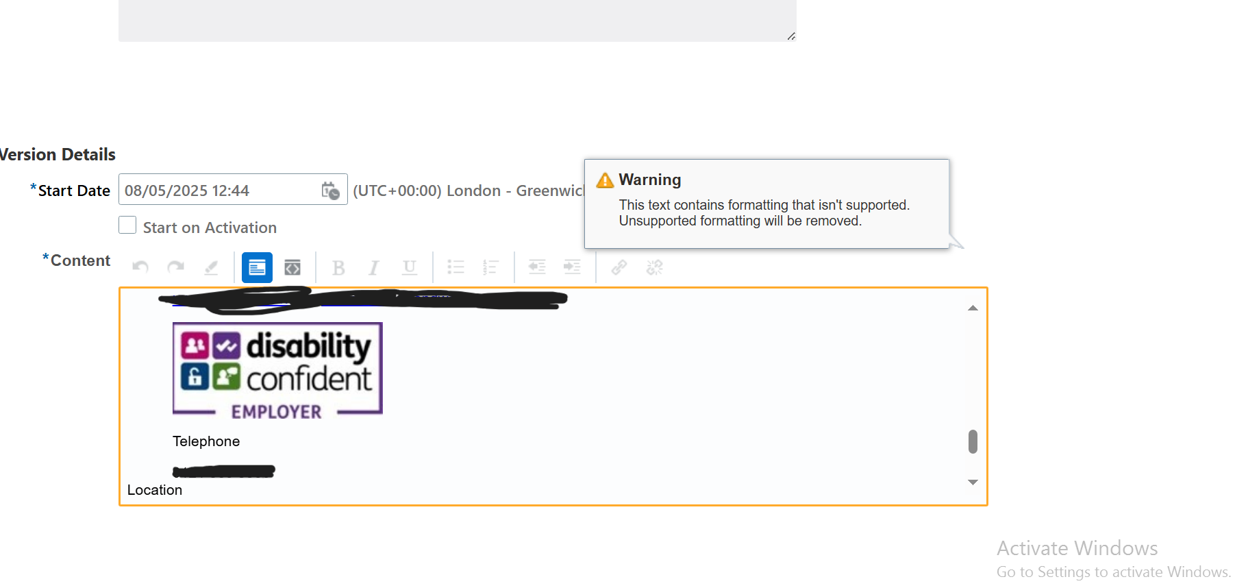Add Image In Rtf In Employer Description Under Recruiting Content