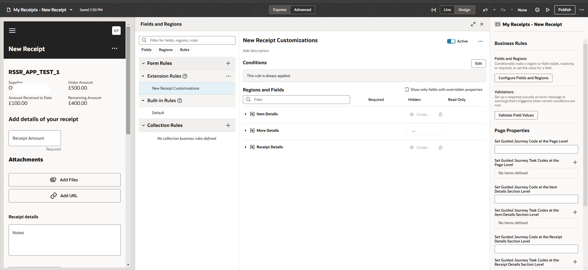 Add requisitioning BU to "Create Receipt" Screen — Cloud Customer Connect