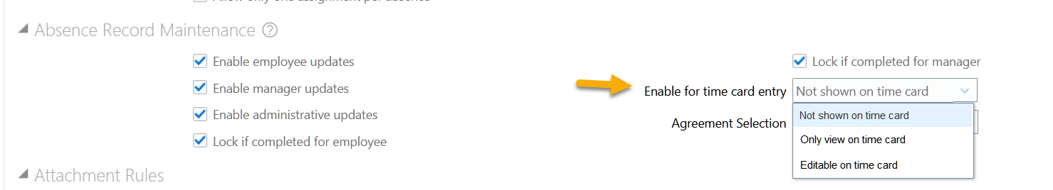 Selectively Restrict An Absence From Appearing On Timecard — Cloud Customer Connect