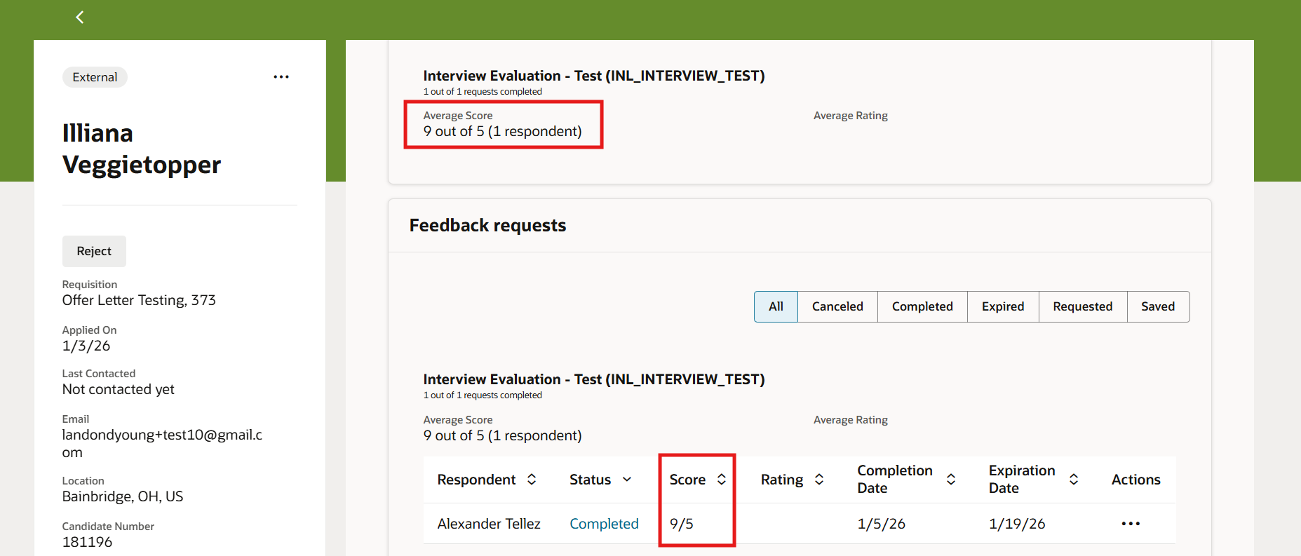 Modify Interview Feedback Scoring Scale (5 point) — Cloud Customer Connect