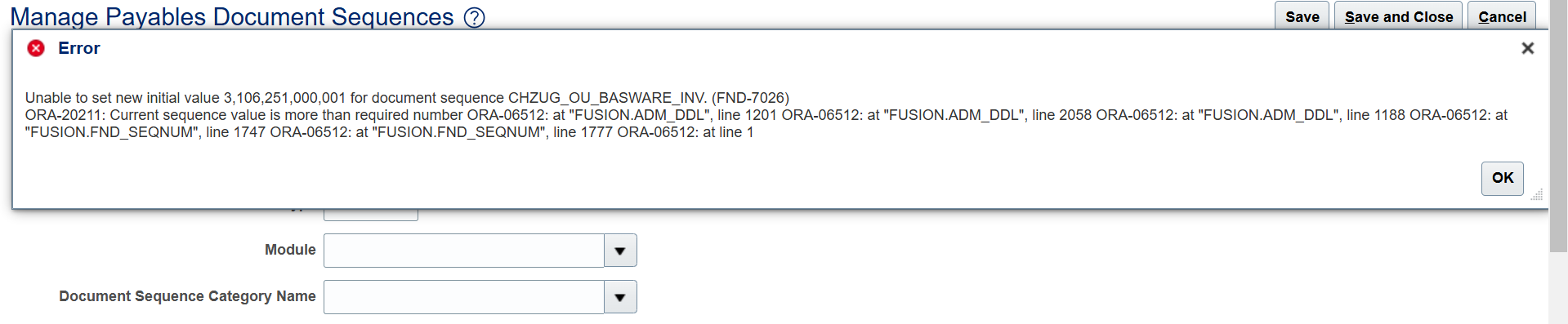 how to change length for payable document sequence — Cloud Customer Connect