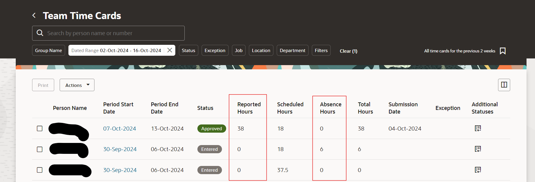 Redwood-Adding a new column on Team timecards — Cloud Customer Connect