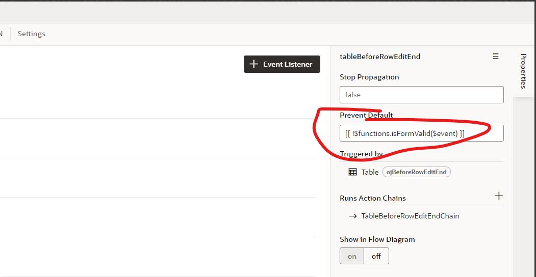 Prevent default in editable table listener if returns false the action ...