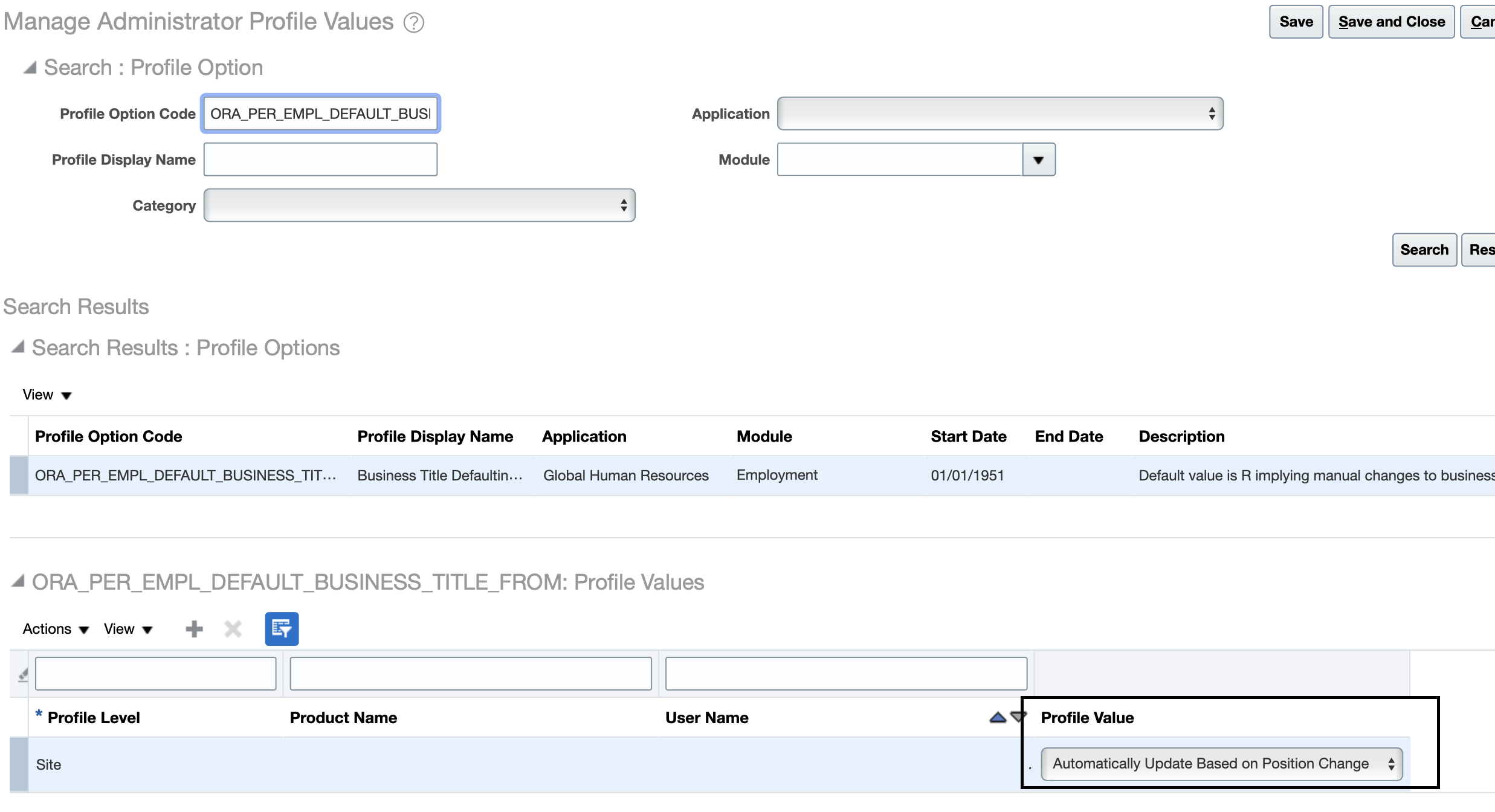 Assignment name and Position name mismatch after set up ORA_PER_EMPL_DEFAULT_BUSINESS_TITLE_FROM ...