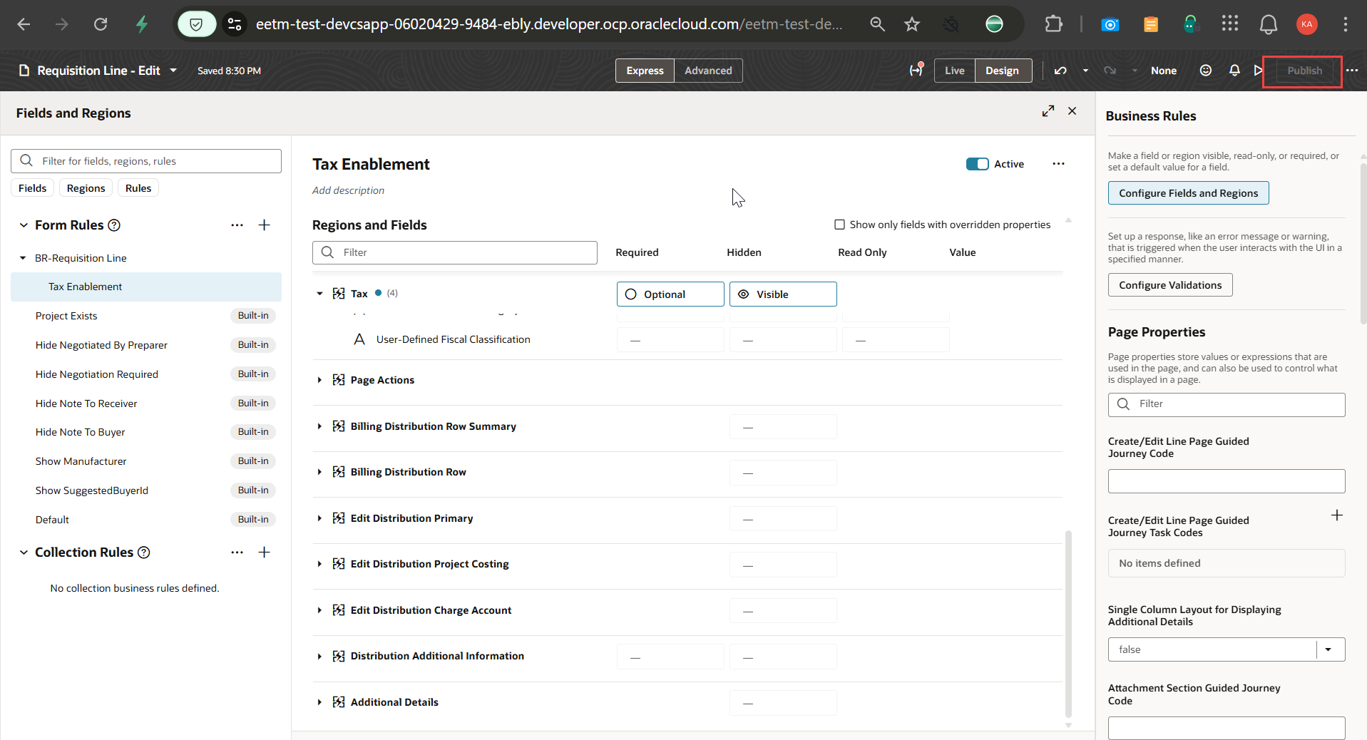 The Publish button is not clickable in Visual Builder Studio — Cloud ...