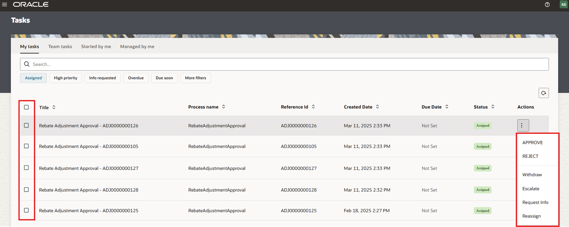 Are we able to hide the checkbox and modify the action list on the ...