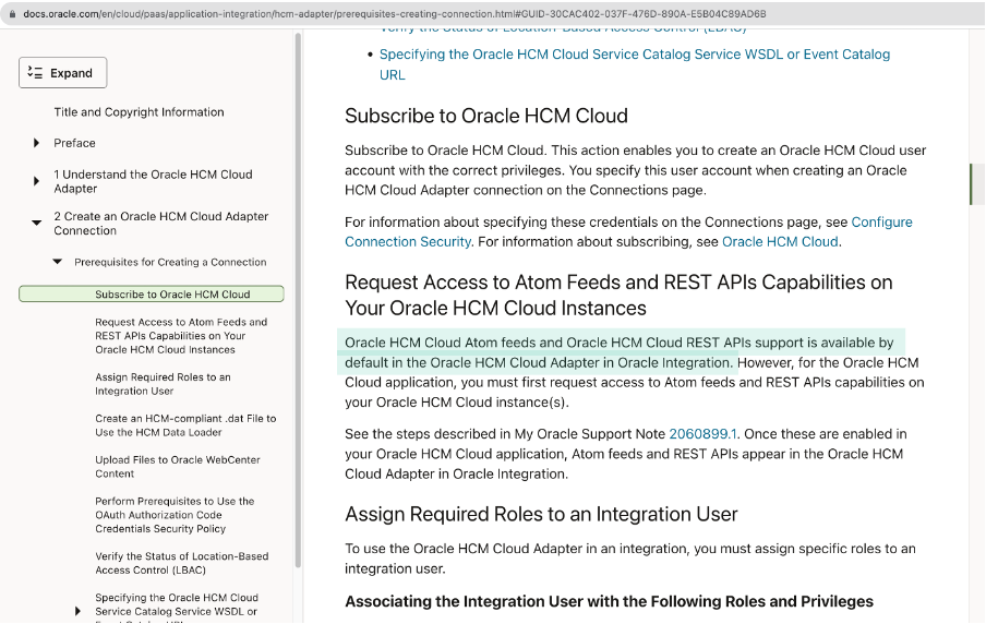 The capability to use REST APIs in the Oracle HCM Cloud Adapter (OIC) is unavailable — Cloud ...