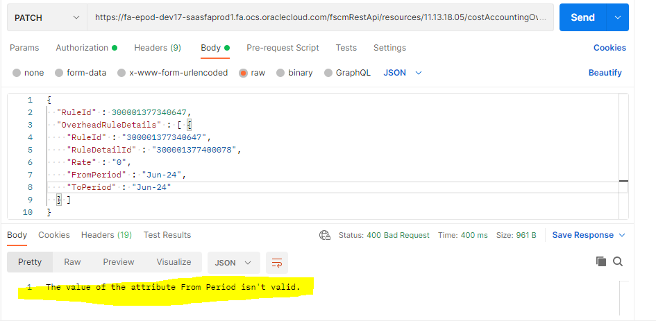 Rule Update issue using REST API — Cloud Customer Connect