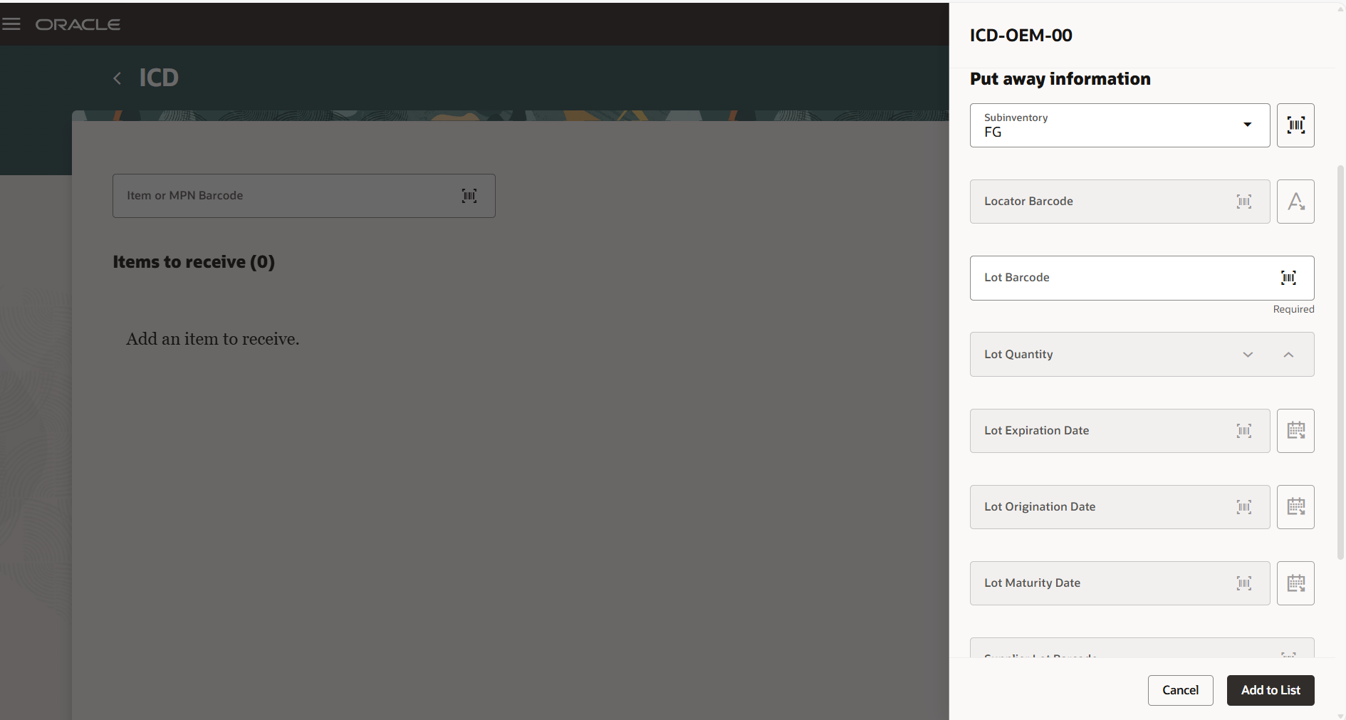Generate lot Button is not visible in Mobile Inventory during Receiving ...