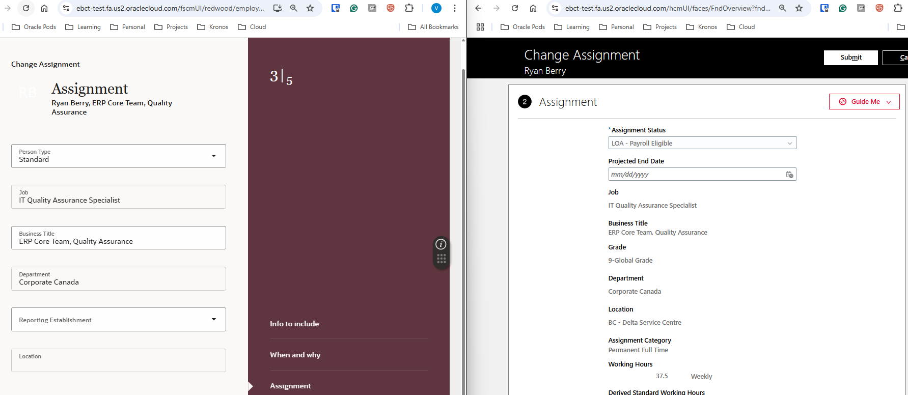 Why is location not showing on Change Assignment Redwood UI? — Cloud Customer Connect