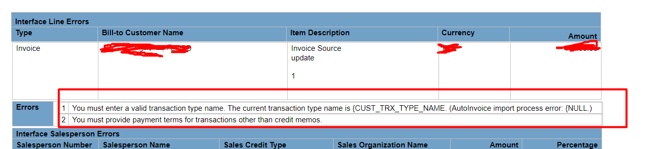 the import auto invoice gives error You must enter a valid transaction ...