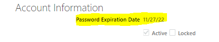 Table to get user password expiration date — Cloud Customer Connect