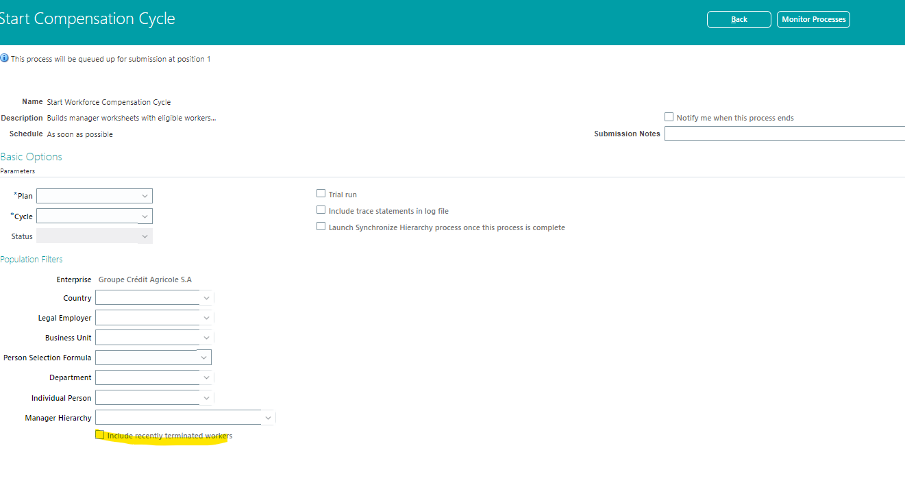 [Start Compensation Cycle] 'Include recently terminated workers ...